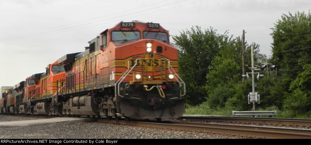 BNSF 5275 GE C44-9W leads a Z-train at 70 MPH